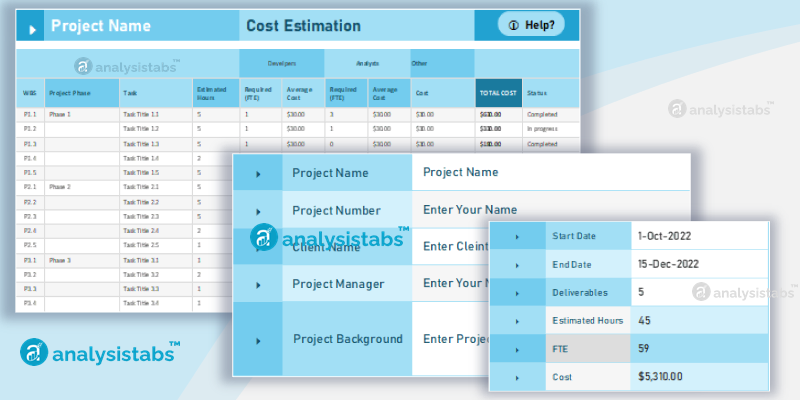 Project Cost Estimator Excel Template Free Download