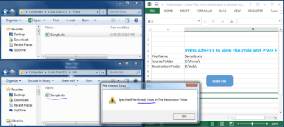 Copy Files from One Location to Another Folder Direcory in Excel VBA