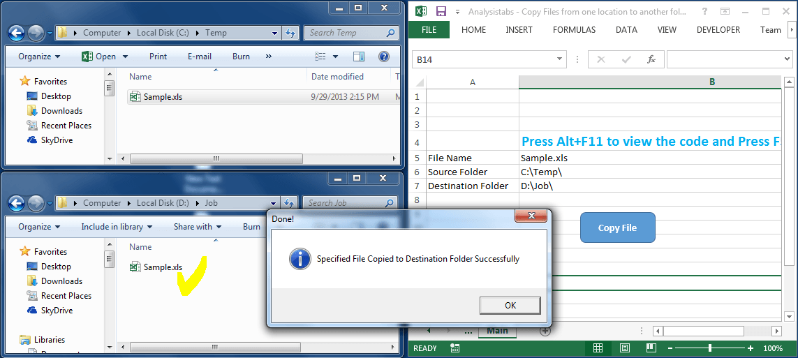 Copy Files From One Location To Another Folder Direcory In Excel VBA