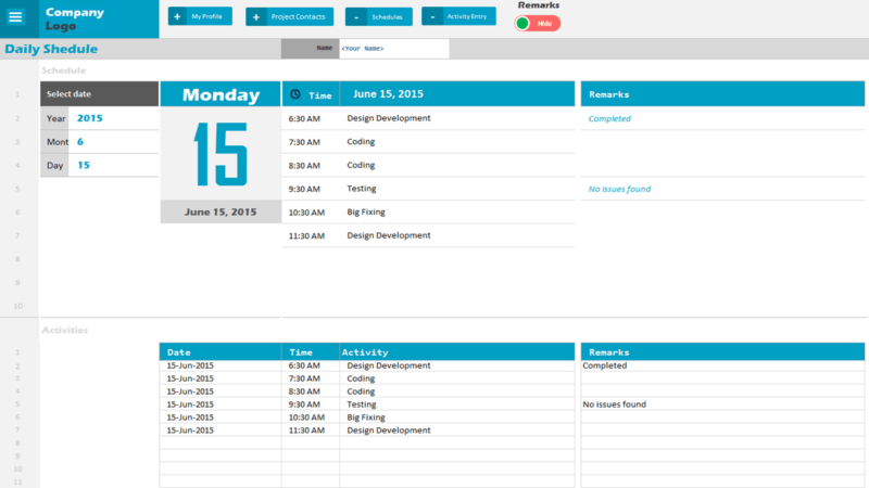 Daily Scheduler - Excel Project Management Templates