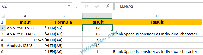 LEN Function In Excel Formulas With Examples