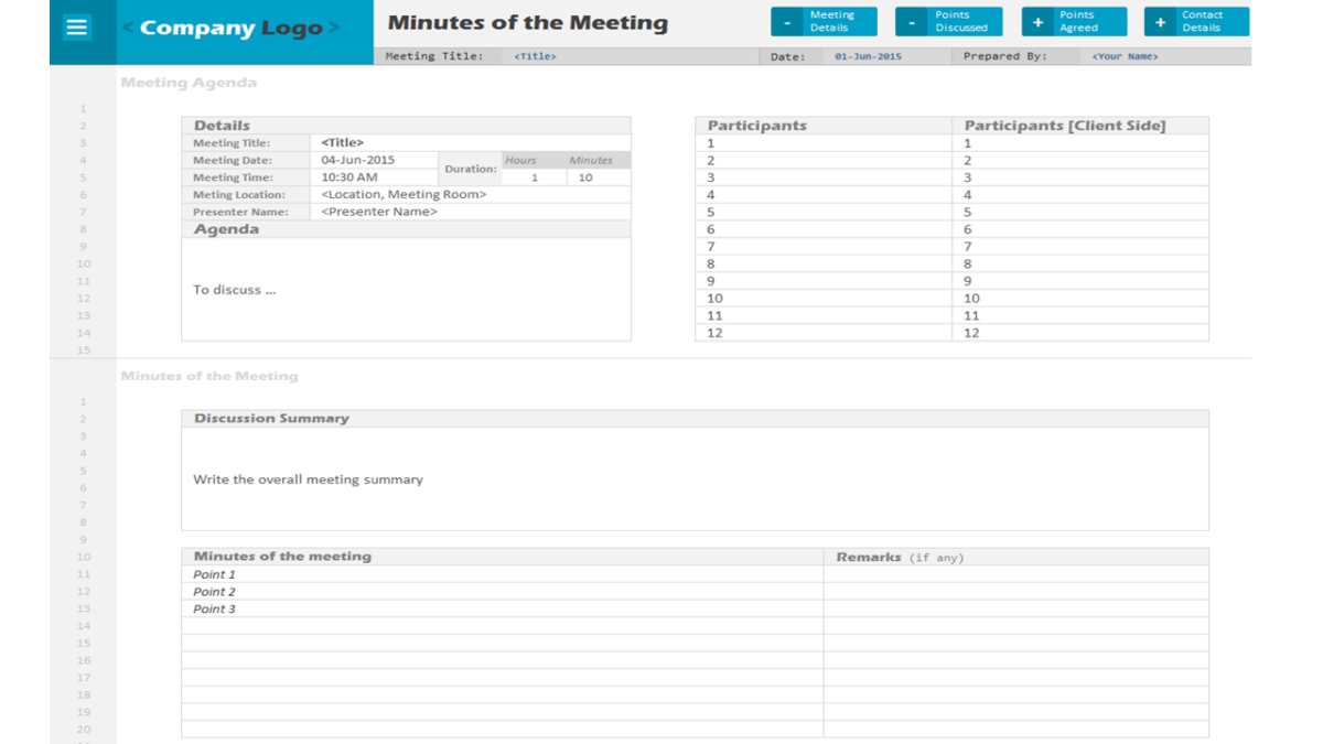 Minutes of Meeting Project Management Template