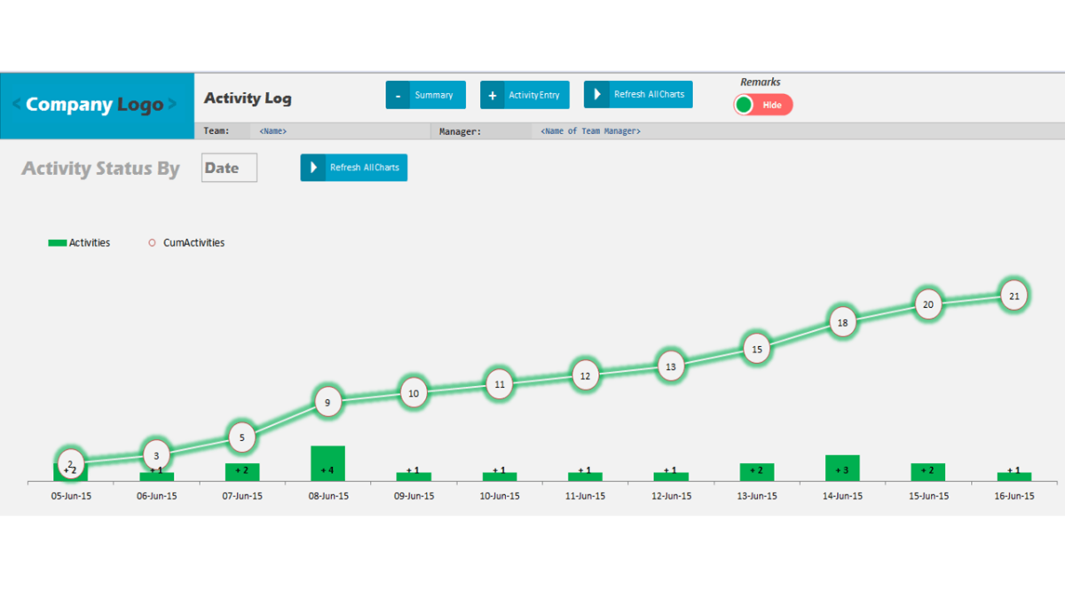 Activity Log - Excel Project Management Templates