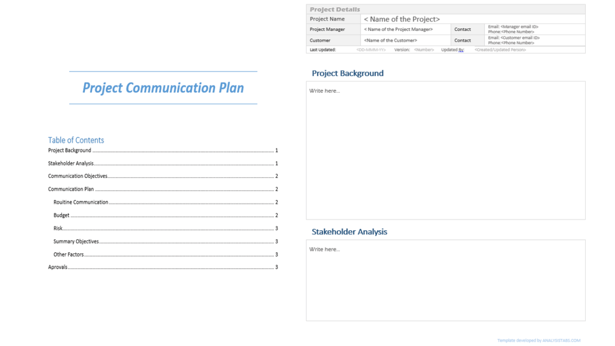 Project Communication Plan Template - Analysistabs