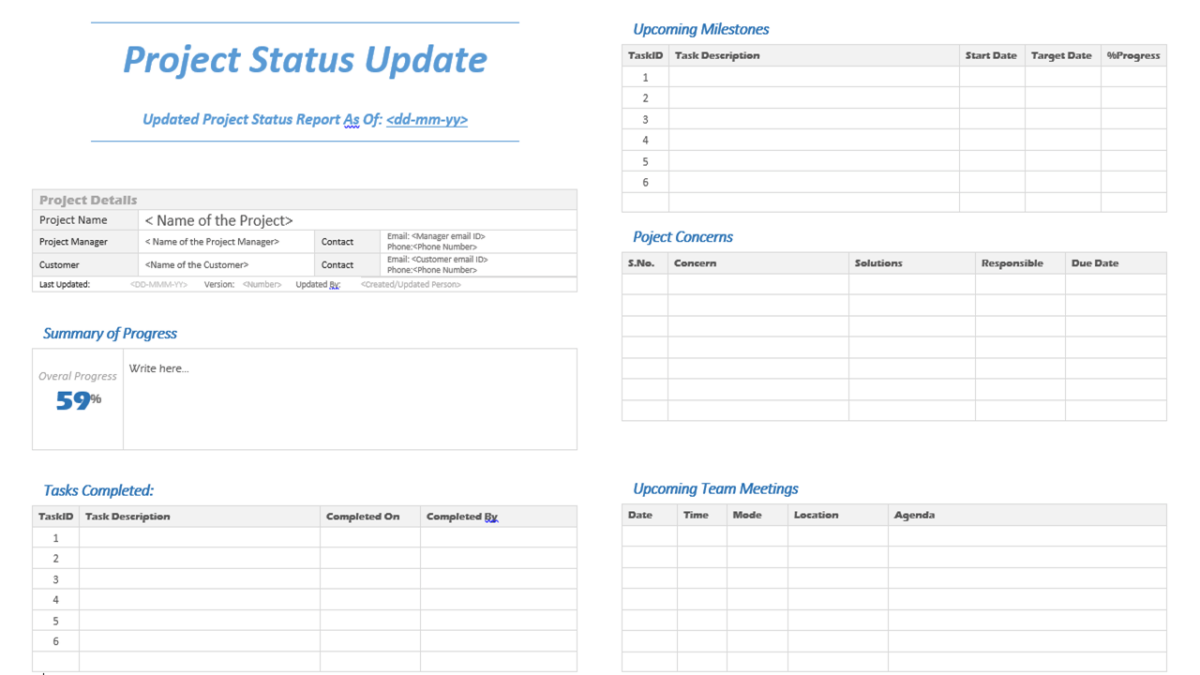 Project Status Update Template - Analysistabs