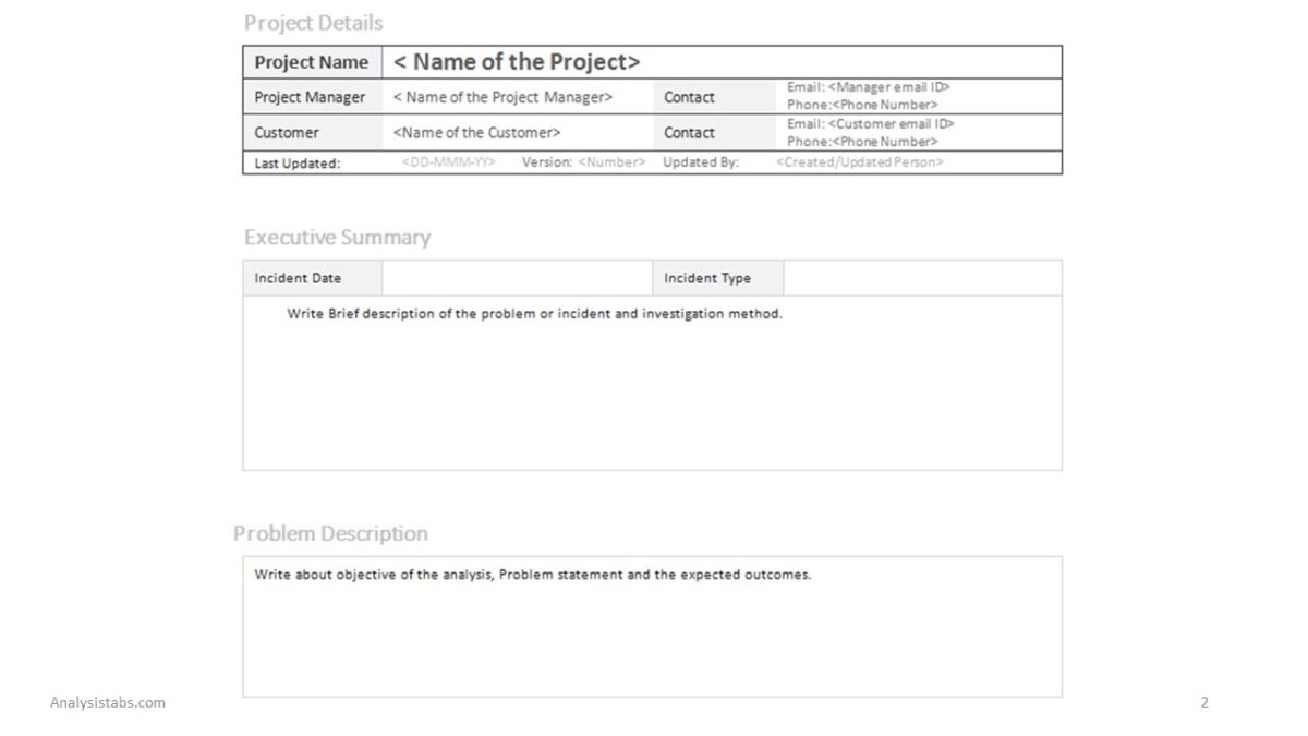 RCA | Route Cause Analysis Word Template