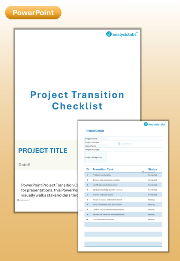 Project Transition Checklist Template - Excel, Word, PPT & PDF