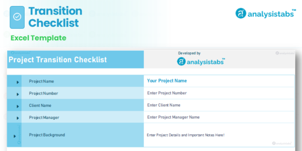 Project Transition Checklist Template - Excel, Word, PPT & PDF