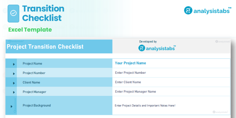 Project Transition Checklist Template - Excel, Word, PPT & PDF