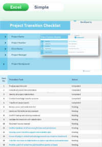 Project Transition Checklist Template - Excel, Word, PPT & PDF