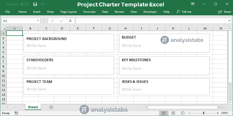 Project Charter Template Excel - ANALYSISTABS - Innovating Awesome ...